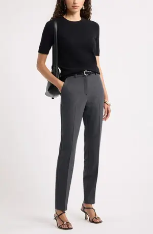 Nordstrom Cashmere Short Sleeve Crewneck Sweater - Black Rock