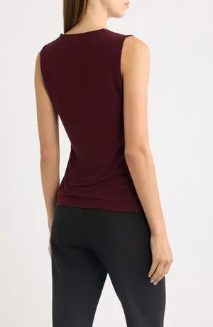 Anne Klein Lace Trim V-neck Tank - Barolo