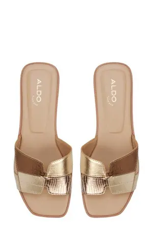 Aldo Itsandalmix Leather Slide Sandal - Gold