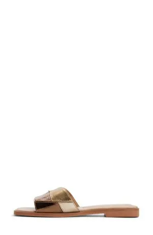 Aldo Itsandalmix Leather Slide Sandal - Gold