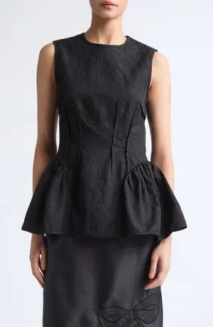 Cecilie Bahnsen Daimi Cotton Blend Matelassé Top - Black