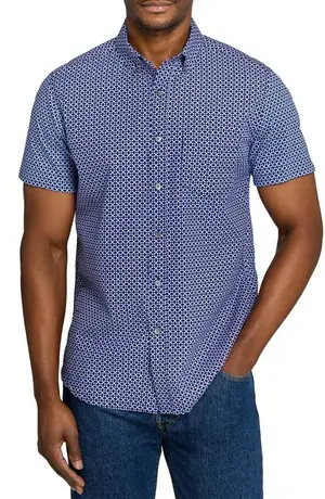 W.R.K Geometric Short Sleeve Button-down Shirt