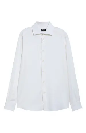 Zegna Cashco Cashmere & Cotton Button-up Shirt - White