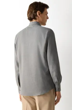 Zegna Cashco Cashmere & Cotton Button-up Shirt - Grey