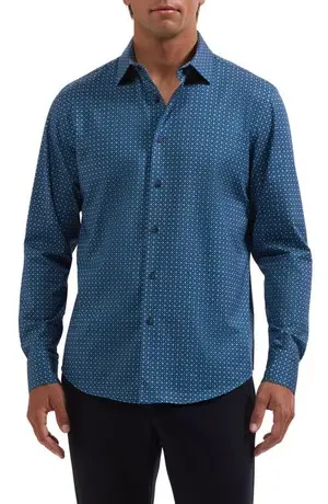 Bugatchi James Ooohcotton Print Long Sleeve Shirt - Navy