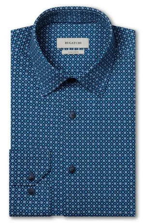 Bugatchi James Ooohcotton Print Long Sleeve Shirt - Navy