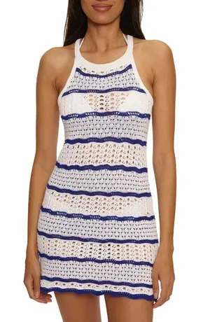 BECCA By Rebecca Virtue Shore Break Pointelle Knit Cover-up Dress - Navy