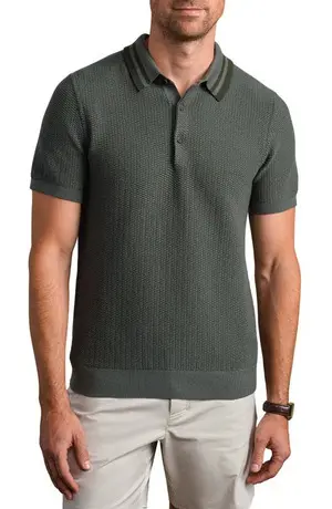RHONE Fine Knit Sweater Polo - Olive Shadow
