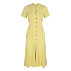 MODENAIRE Ribbed Knit Midi Dress - Yellow