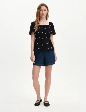 FINERY LONDON Holly Floral Embroidered Cotton Top