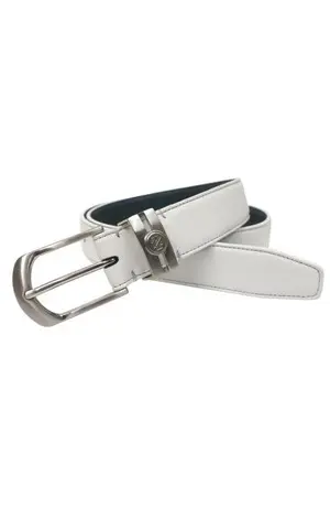 IZOD Golf 32mm Genuine Leather Belt With Metal Keeper - White