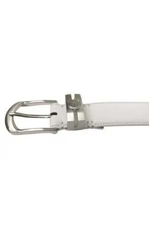 IZOD Golf 32mm Genuine Leather Belt With Metal Keeper - White
