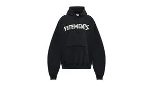 Vetements Tape Logo Destroyed Hoodie - Faded Black