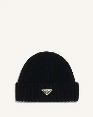 Prada Virgin Wool Beanie Hat Feale - Black