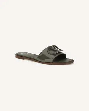 Valentino Garavani Vlogo Patent Leather Slide Sandals
