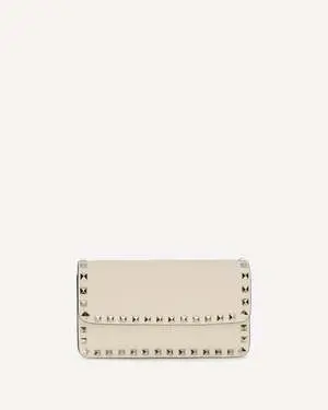 Valentino Garavani Rockstud Chain Wallet - Cream