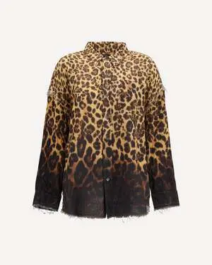 R13 Cotton Leopard Print Shirt - Brown