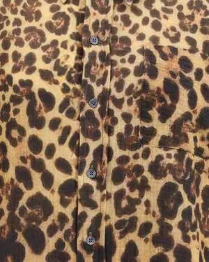 R13 Cotton Leopard Print Shirt - Brown