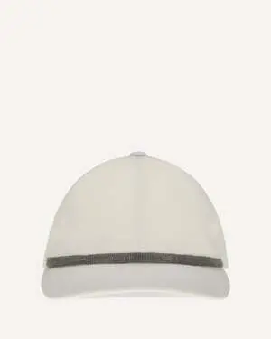 Brunello Cucinelli Baseball Cap With Monili Embellishment - White