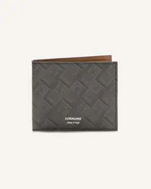 FERRAGAMO Leather Bifold Wallet With Gancini Pattern