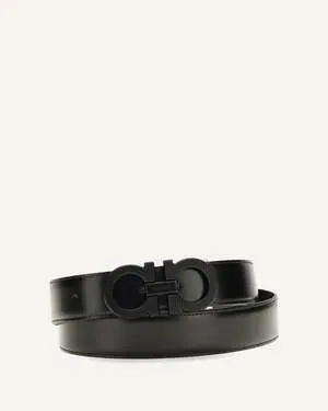 FERRAGAMO Reversible Adjustable Belt With Textured Gancini Buckle