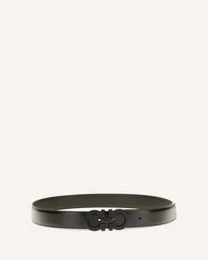 FERRAGAMO Reversible Adjustable Belt With Textured Gancini Buckle