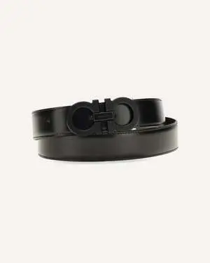 FERRAGAMO Reversible Adjustable Belt With Textured Gancini Buckle