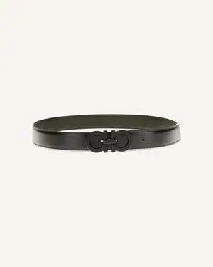 FERRAGAMO Reversible Adjustable Belt With Textured Gancini Buckle