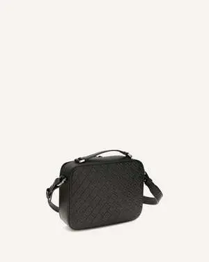FERRAGAMO Leather Crossbody Bag With Embossed Gancini Pattern
