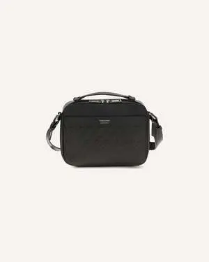 FERRAGAMO Leather Crossbody Bag With Embossed Gancini Pattern