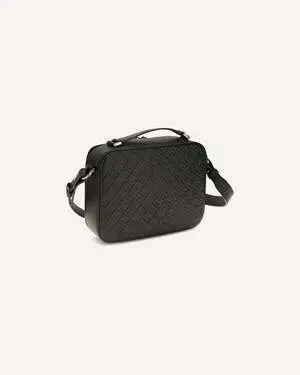 FERRAGAMO Leather Crossbody Bag With Embossed Gancini Pattern