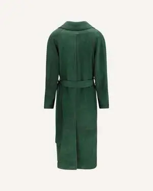 VALSTAR Vintage Effect Suede Double Breasted Trench Coat