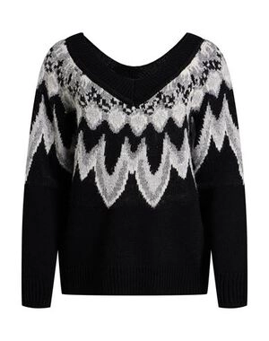 NO SECRETS Jacquard-knit V-neck Sweater With Sequins
