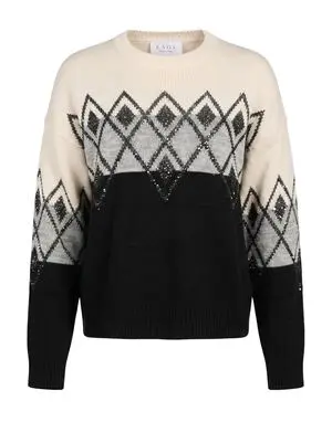 KAOS Jacquard-knit Sequined Sweater