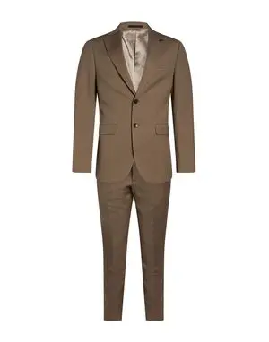 PAOLONI Suit Taupe Size Wool, Elastane