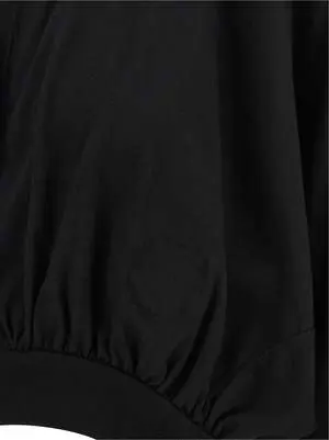 Rick Owens Cropped Hooded Top With Long Sleeves In Cotton Jersey - Black
