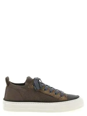 Brunello Cucinelli Monile Knit And Suede Sneakers - Brown
