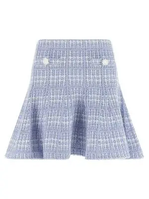 SELF-PORTRAIT Check Knit Skirt - Blue