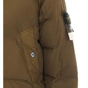 Stone Island Logo Garment Dyed Padded Bomber - Green