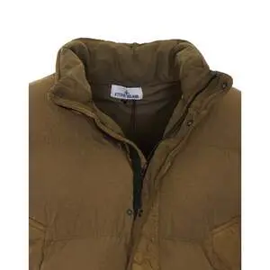 Stone Island Logo Garment Dyed Padded Bomber - Green