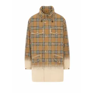 Burberry Tropical Gabardine Parka With Gradient Check - Cream