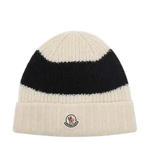 Moncler Logo Beanie - White