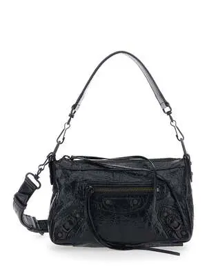 Balenciaga Le City Moto' Black Mini Shoulder Bag With Adjustable And Removable Strap In Leather For - Multicolor