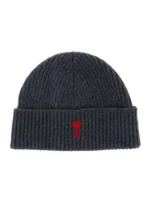 AMI Paris Wool Adc Embroidered Beanie For - Gray