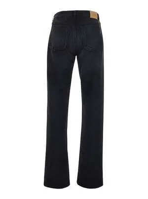Fendi Black Slim Jeans With Logo Patch On The Back In Denim For