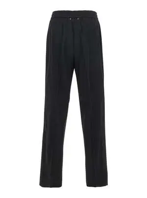 GOLDEN GOOSE Joggers With Pockets And Ribbed Hems In Black Virgin Wool For