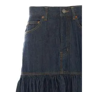 Saint Laurent Tiered Denim Skirt