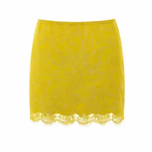 Saint Laurent Jacquard And Lace Barocca Mini Skirt - Yellow