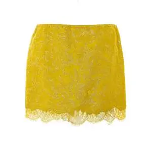 Saint Laurent Jacquard And Lace Barocca Mini Skirt - Yellow