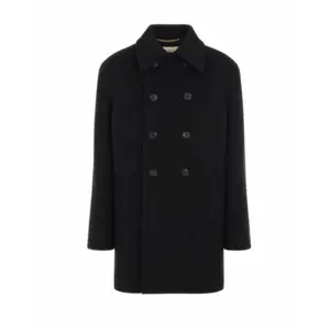 Saint Laurent Double Breasted Coat - Black